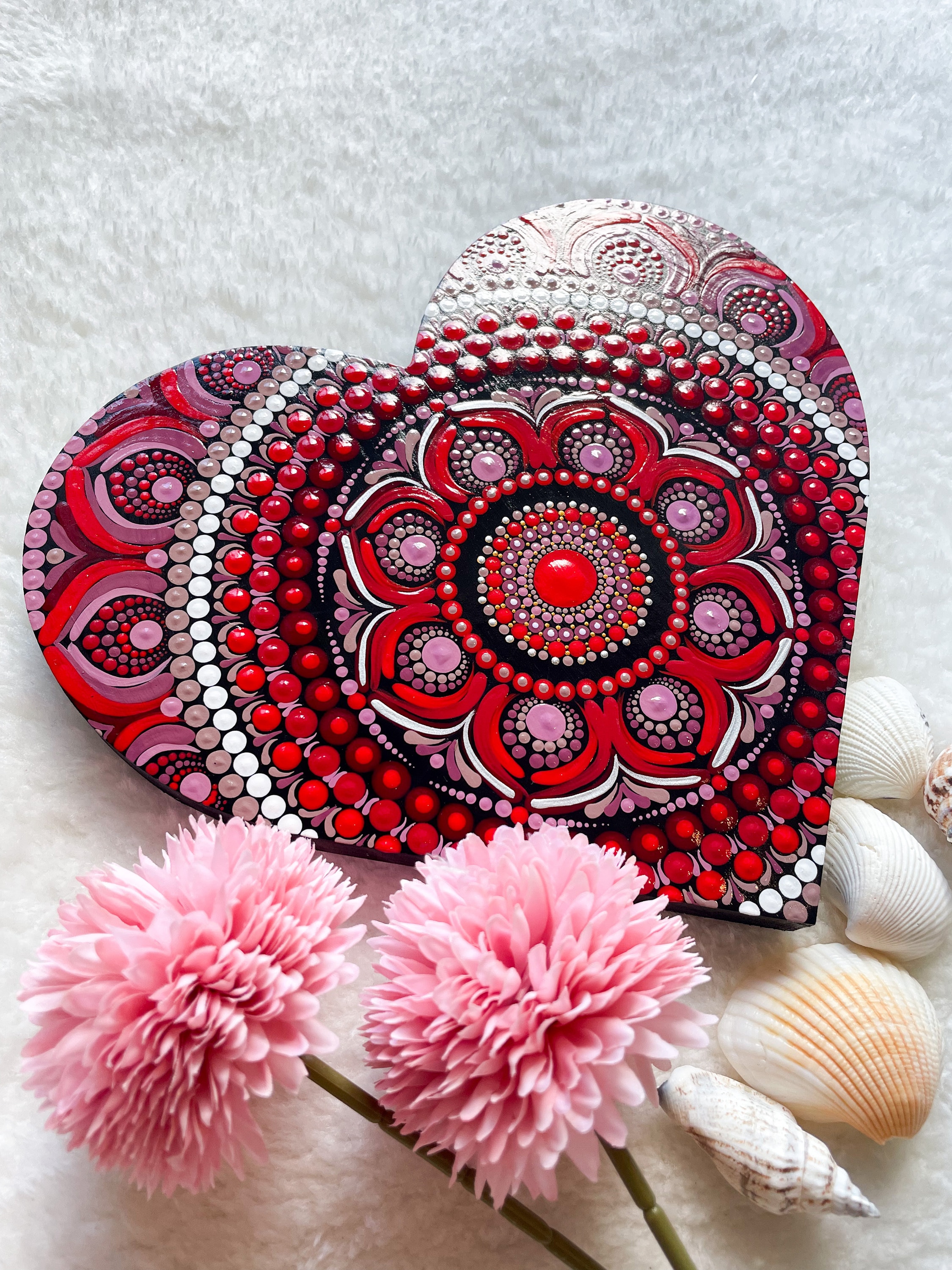 Heart Shaped Mandala Original Love Dot Mandala on Wood Wall - Etsy