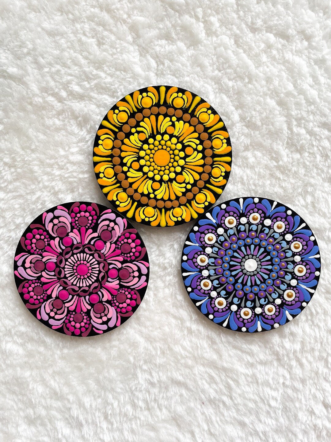 Fridge Magnets Set of 3 Hand Painted Magnets Party Favor Gift Ideas Art ...