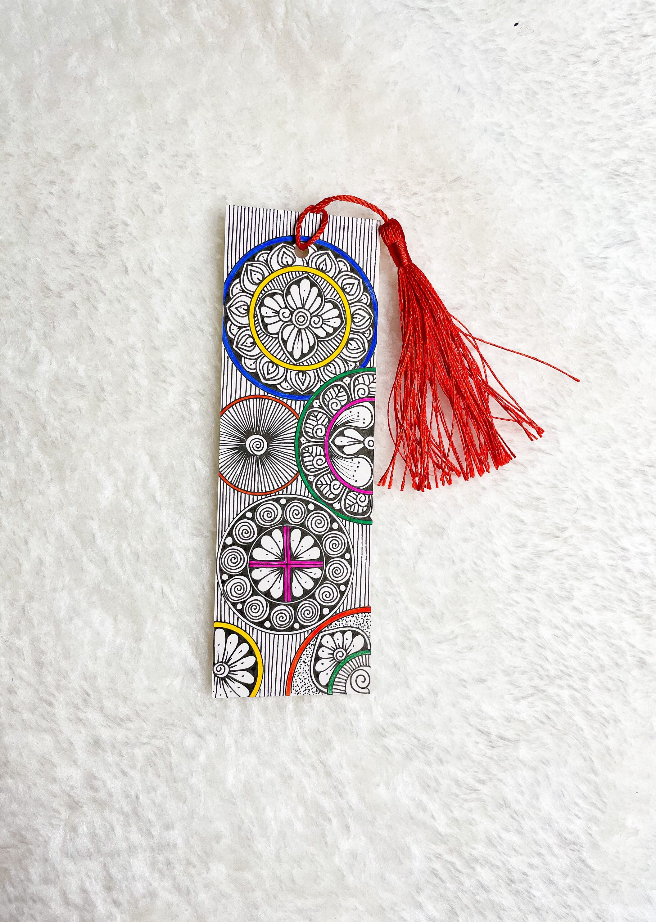 Cardstock Mandala Bookmarks With Tassel, Thank You Gifts, Mandala Art ...
