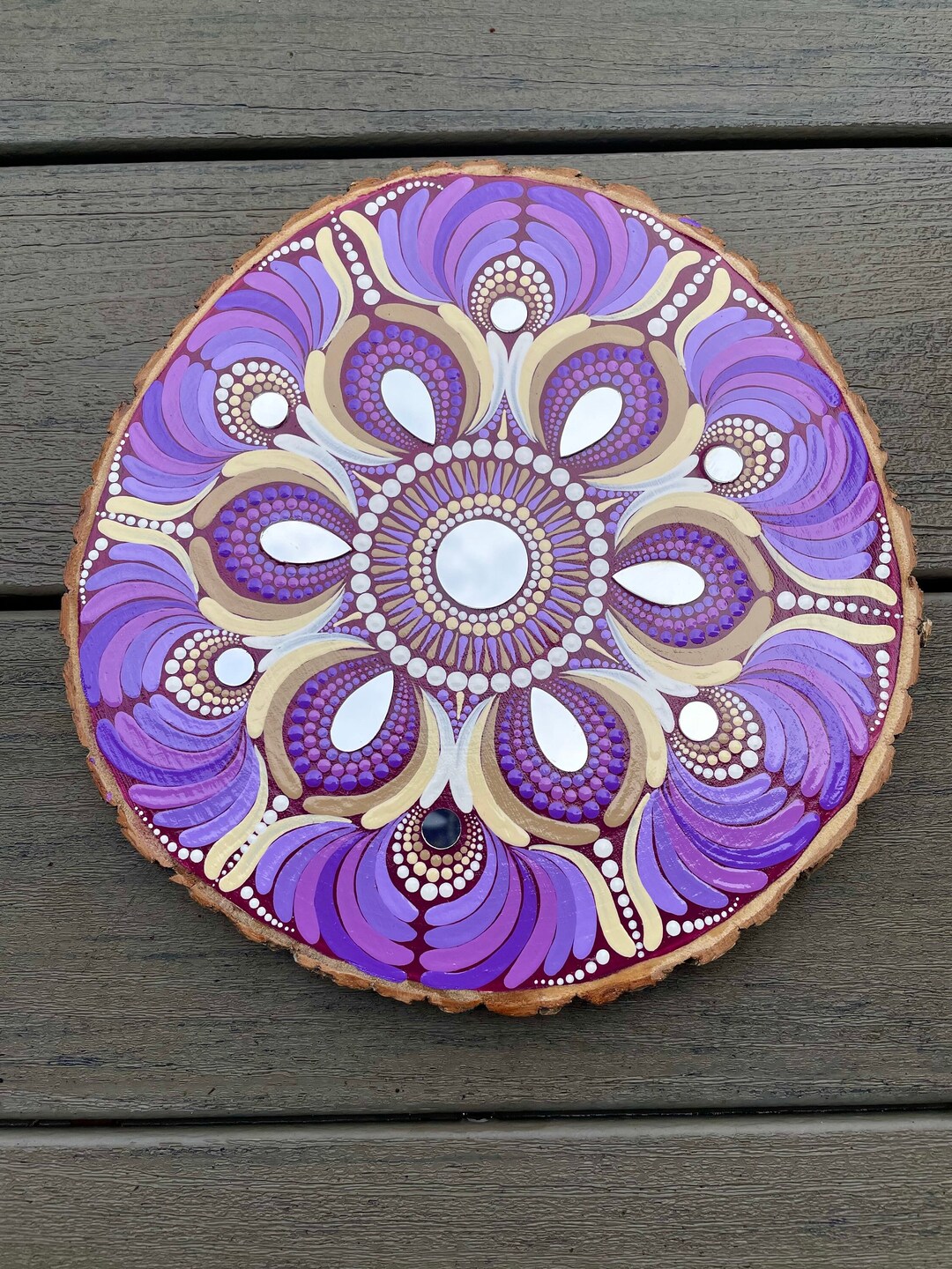 Mandala Art on Wood 10" Original Dot Mandala Art Purple Wall Art ...
