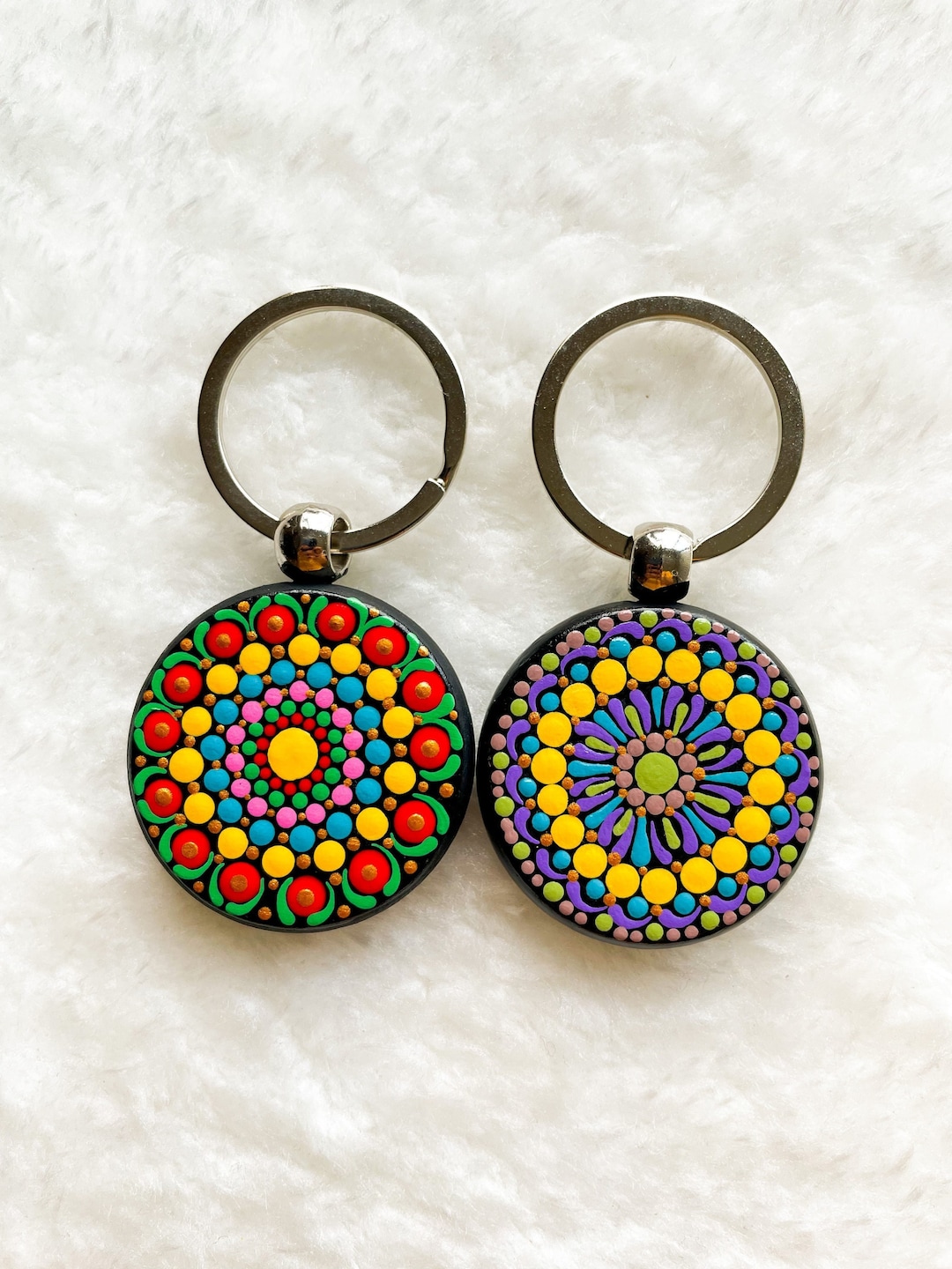 Christmas Gifts Mandala Keychain Hand Painted Key Chain Dot Mandala ...