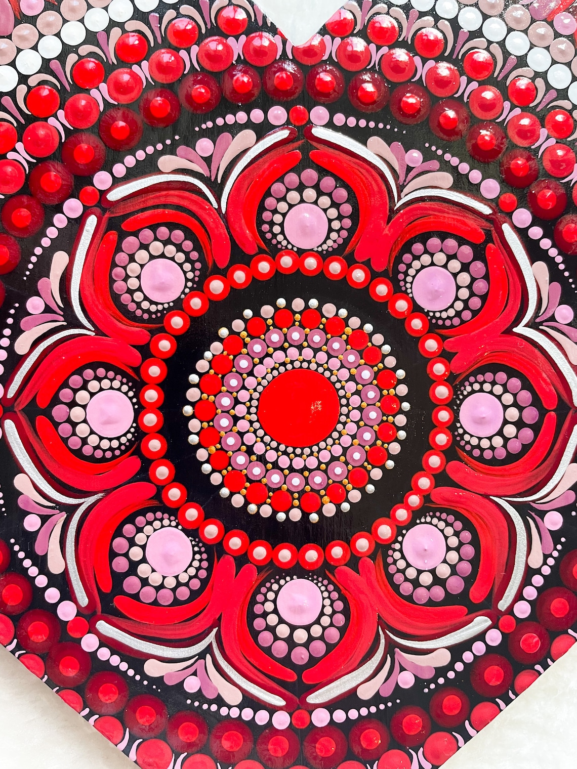 Heart Shaped Mandala Original Love Dot Mandala on Wood Wall - Etsy