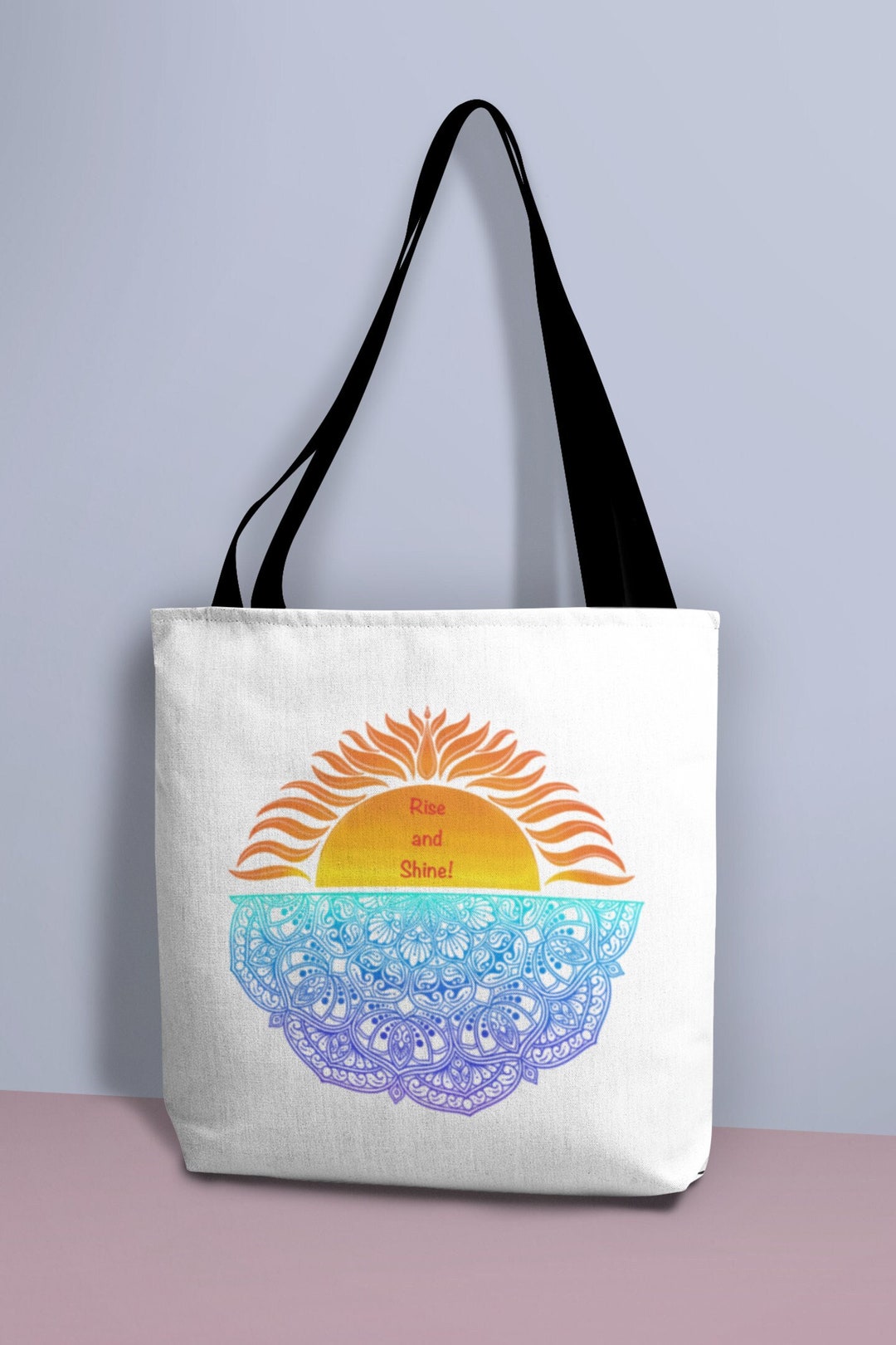 Mandala Tote Bag for Her, Rise and Shine Totes Gifts for Her Books Bag ...