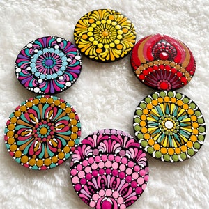 Fridge Magnets Set of 6 Hand Painted Magnets Colorful Small Art Gifts ...