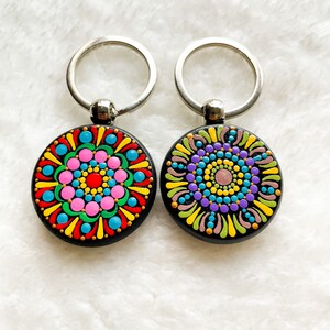 Christmas Gifts Mandala Keychain Hand Painted Key Chain Dot Mandala ...