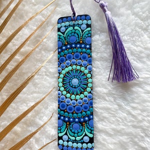 Blue Wooden Bookmarks Hand-painted Mandala Bookmarks for Men, Books ...
