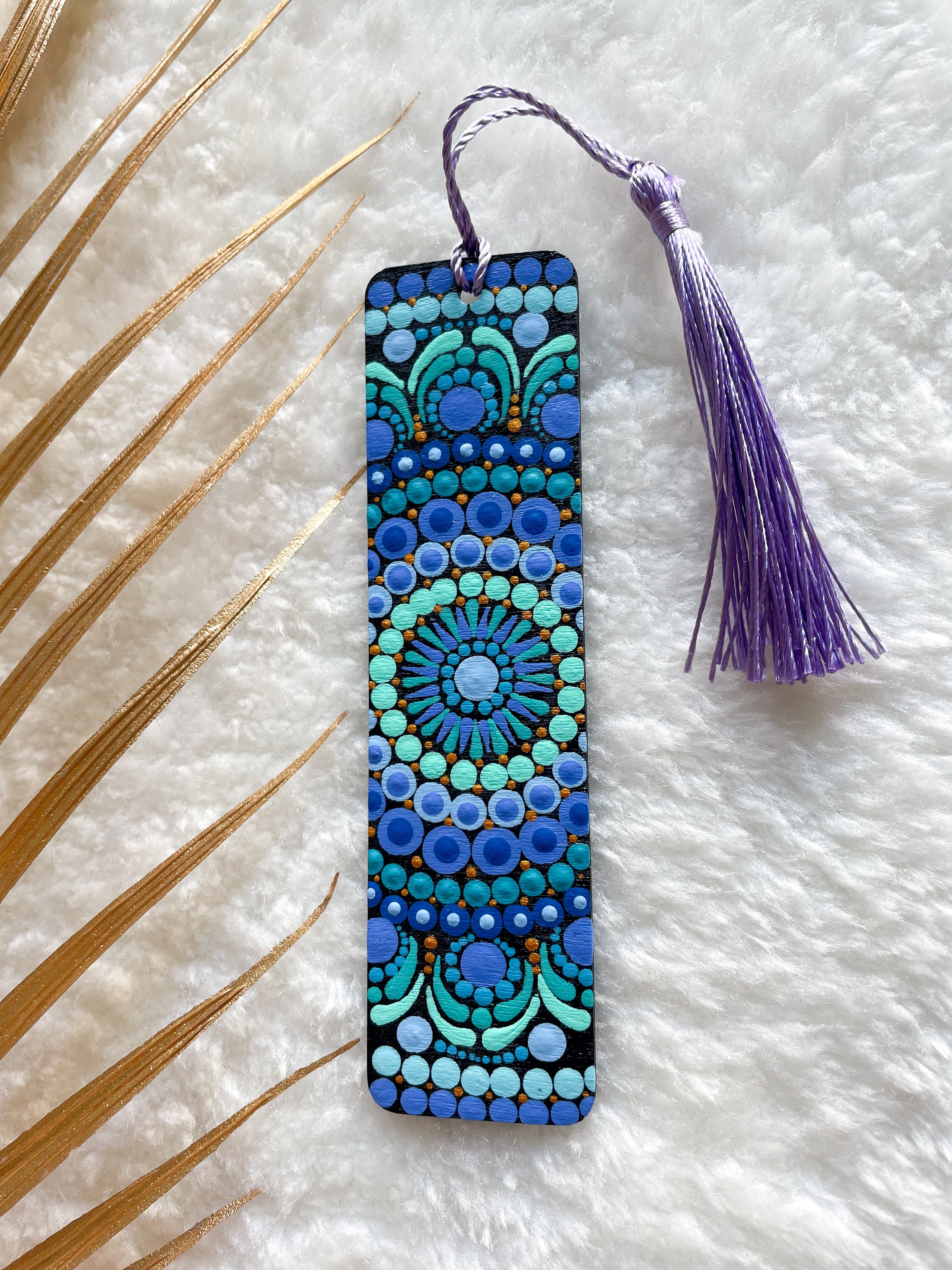 Blue Wooden Bookmarks Hand-painted Mandala Bookmarks for Men, Books ...
