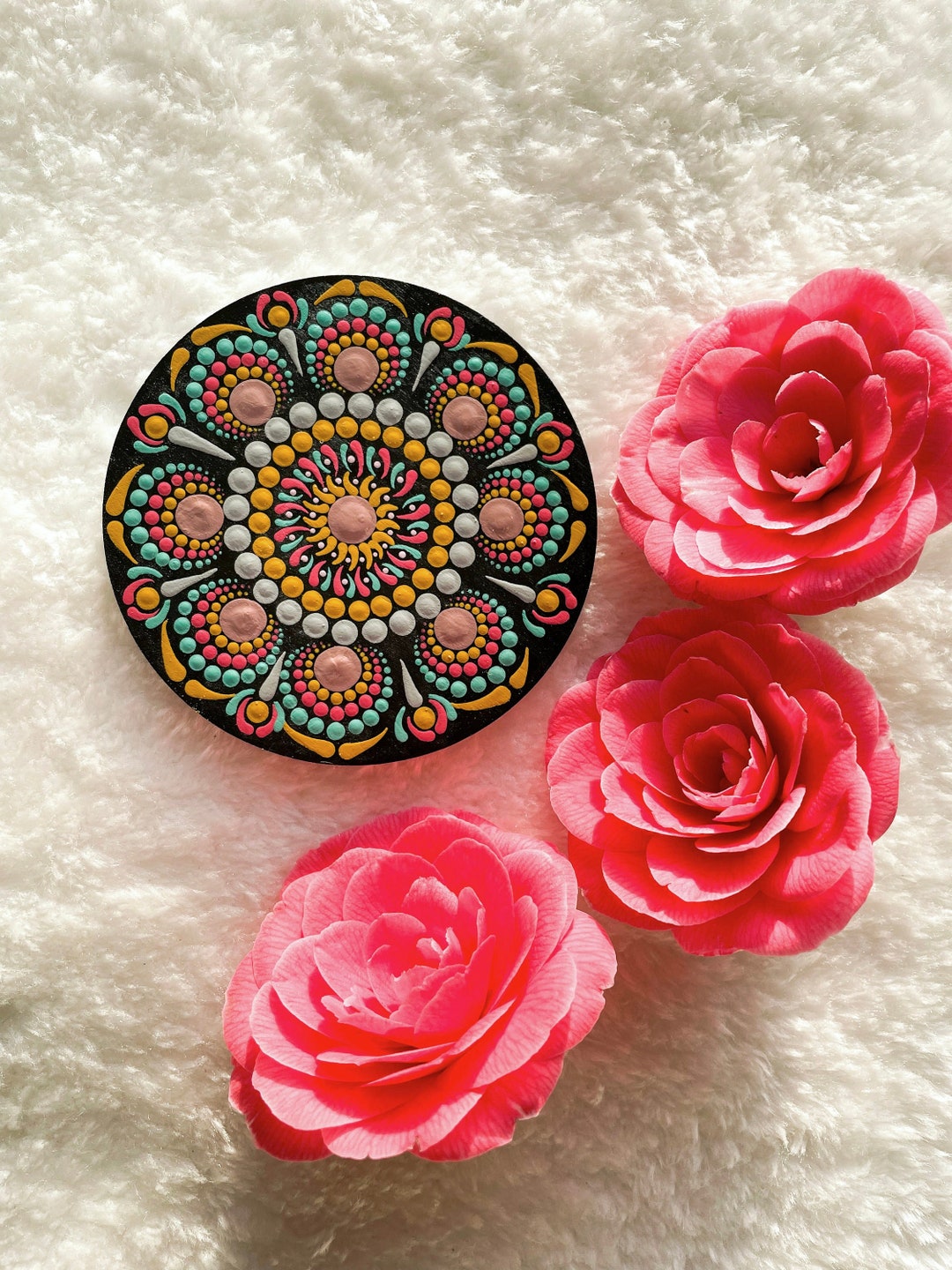 Boho Coasters Table Accessories Painted Coasters Set of 4 Mandala ...