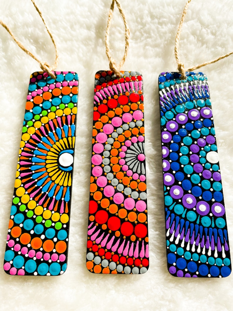 Hand-painted Mandala Bookmarks Colourful Children's - Etsy