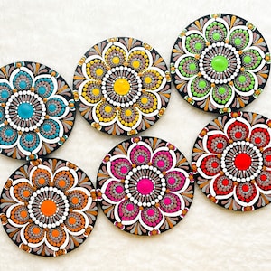 Premium Coasters Set of 6 Hand Painted Mandala Coasters Home Decor ...