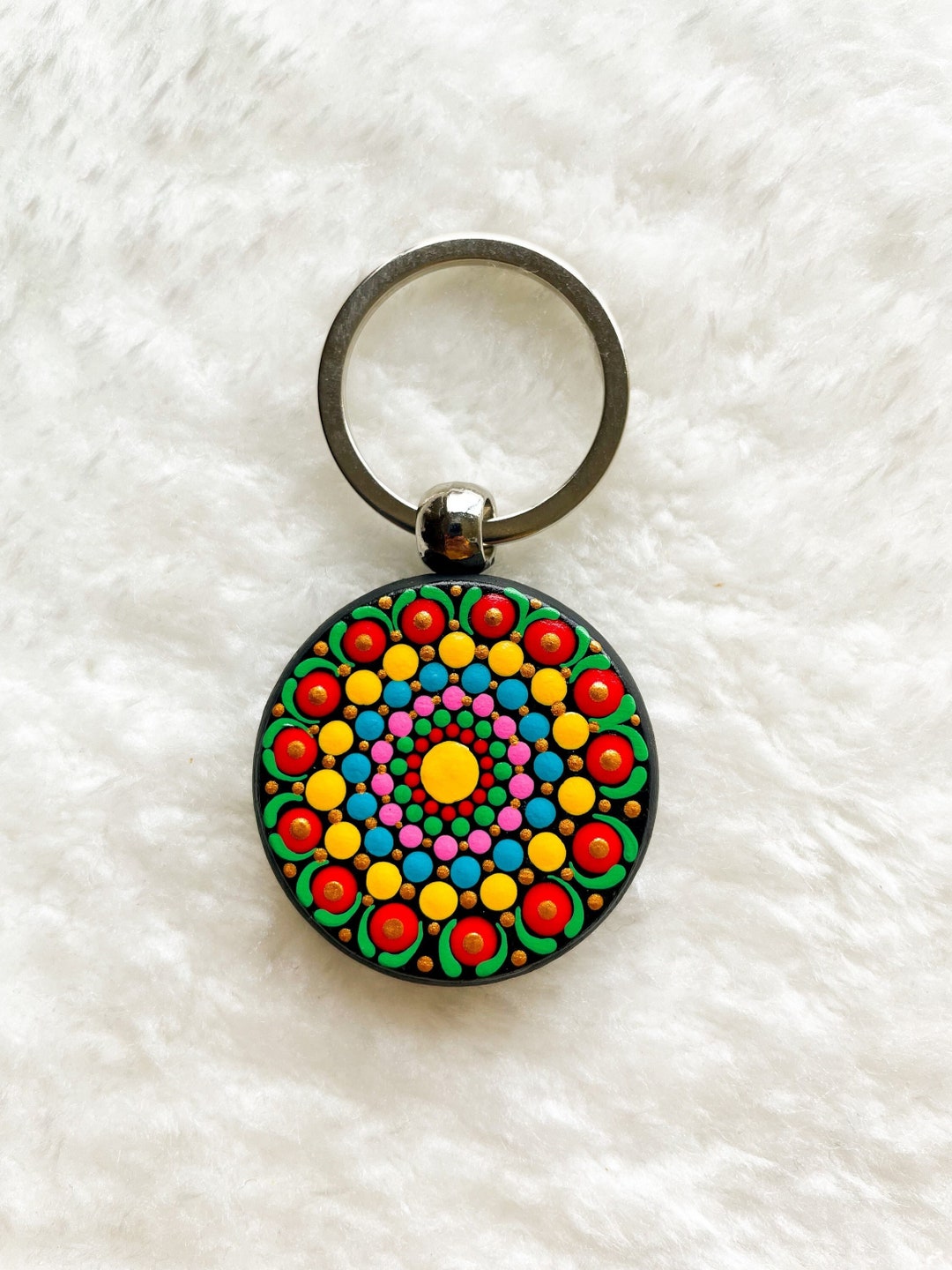 Dot Mandala Keychain Dual Side Use Hand Painted Key Chain Giveaway ...