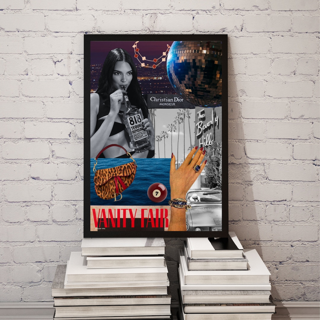 Fashion Collage Poster, Beverly Hills Hotel Poster, Cheetah Handbag ...
