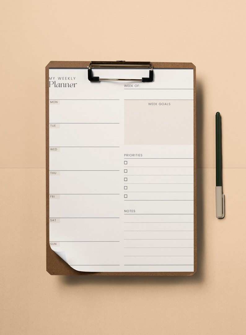 Weekly Planner Printable Instant Download Productivity - Etsy