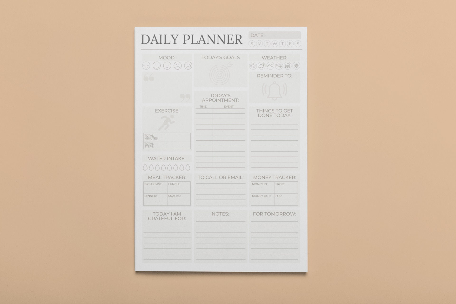 Daily Planner Printable, Instant Download, Productivity Planner, Daily ...