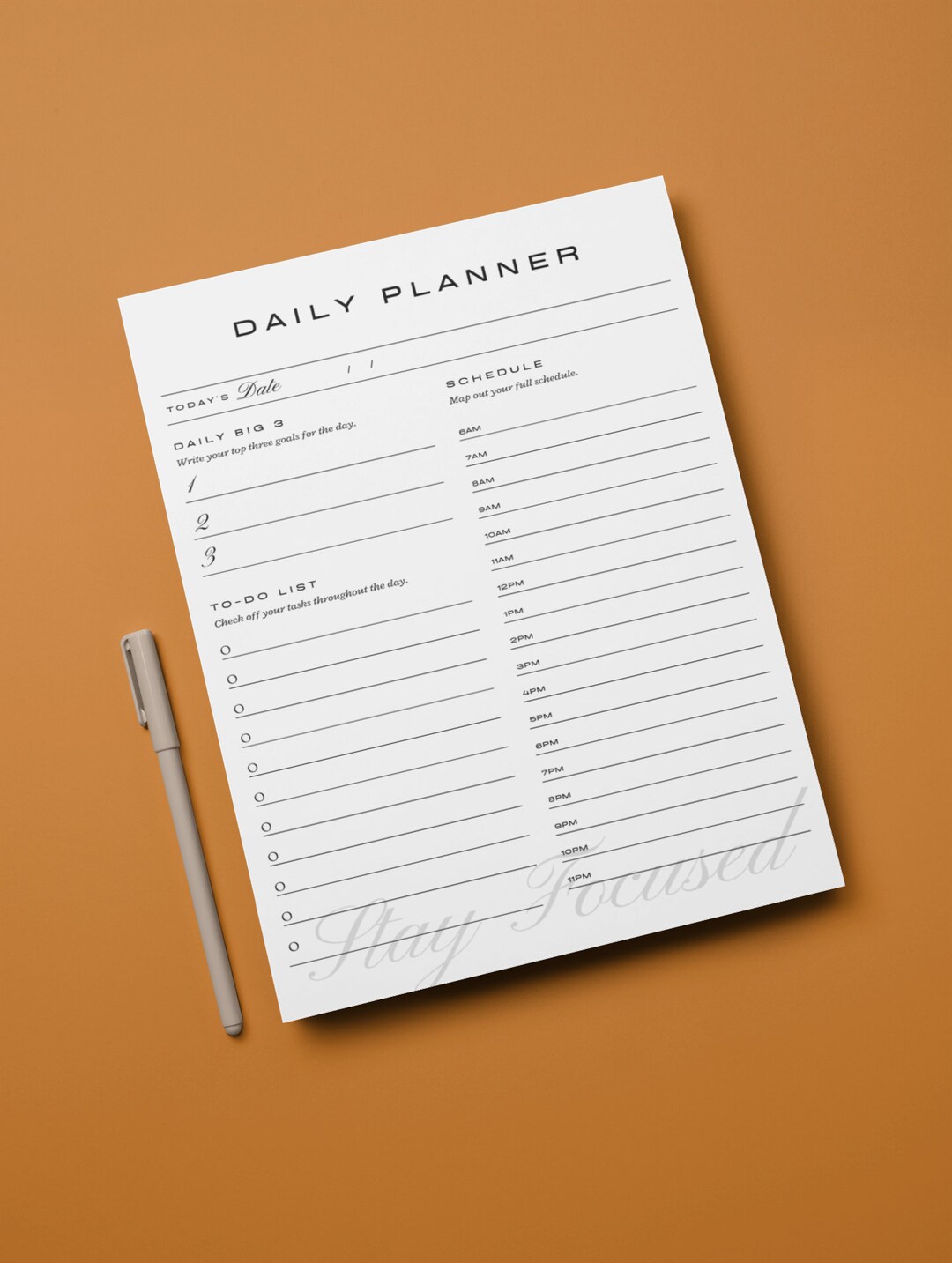 Daily Planner Printable, Instant Download, Productivity Planner, Daily ...