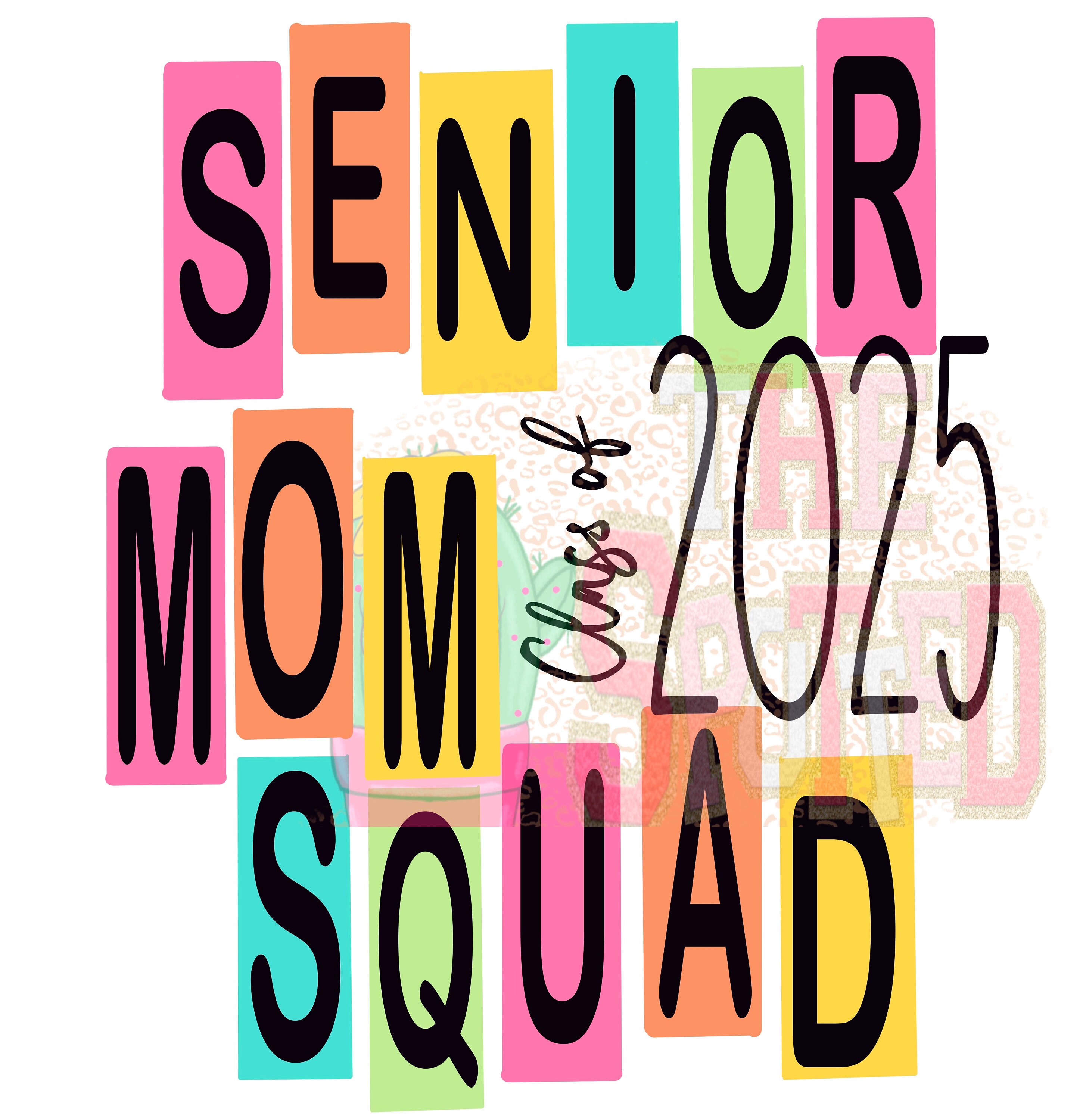 Senior MOM Squad 2025 Neon PNG - Etsy