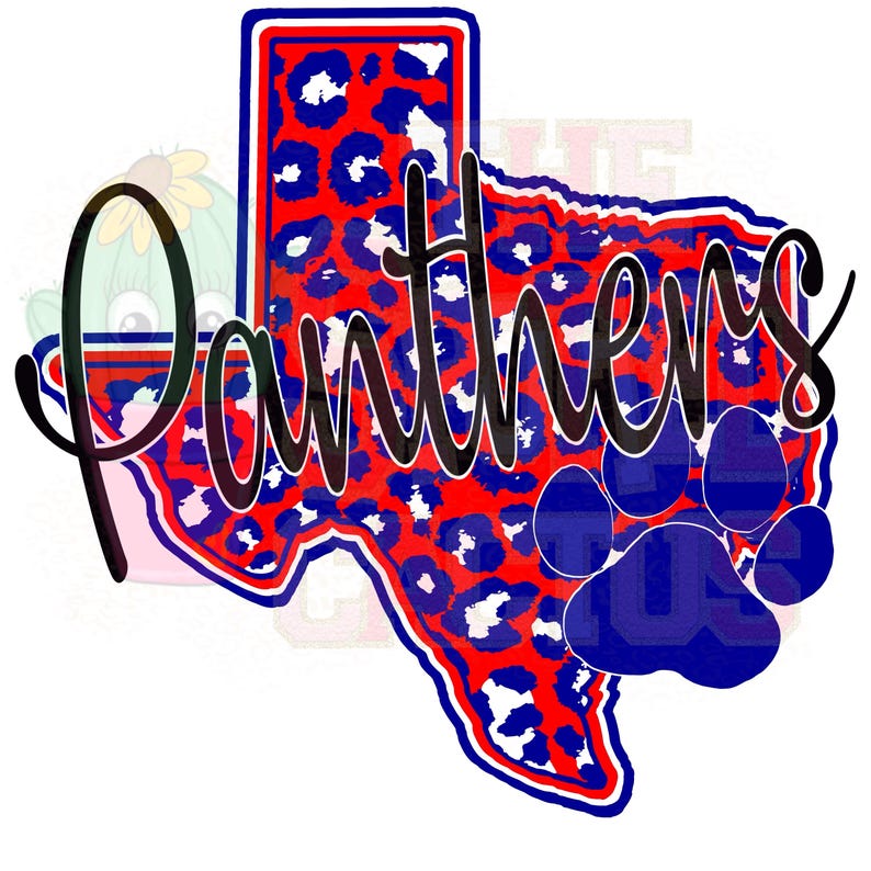 Panthers Texas Paw Print Red PNG - Etsy