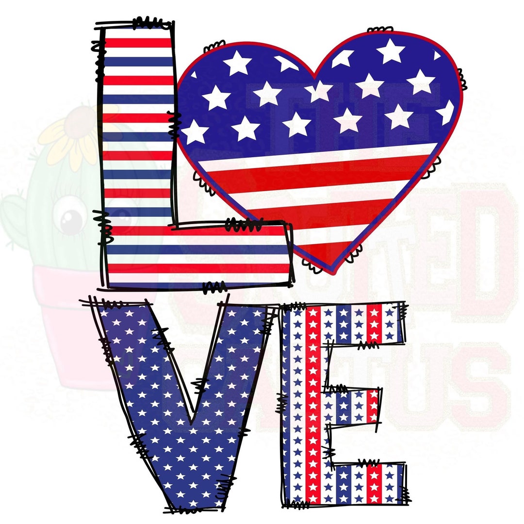 Patriotic LOVE PNG - Etsy