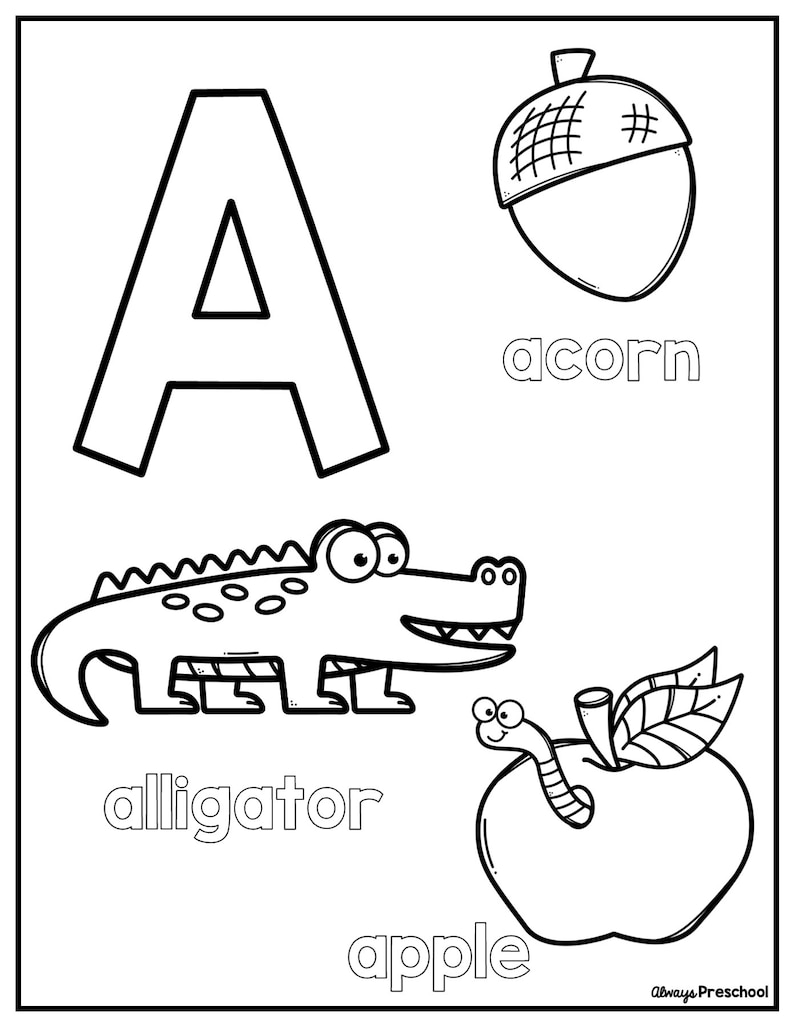 Alphabet Coloring Pages Coloring Book, Printable for Kids, 26 Pages, A ...