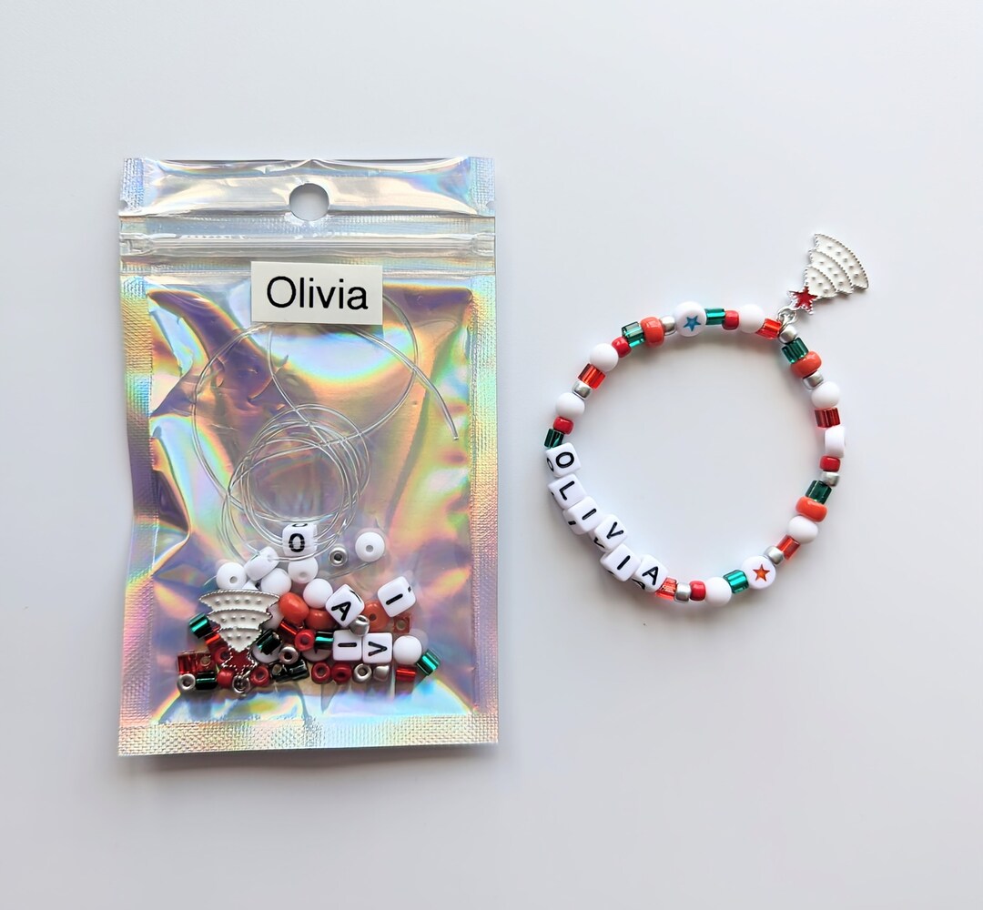 Christmas Bracelet Kit, Make Your Own Bracelet, Personalised, Party Bag ...