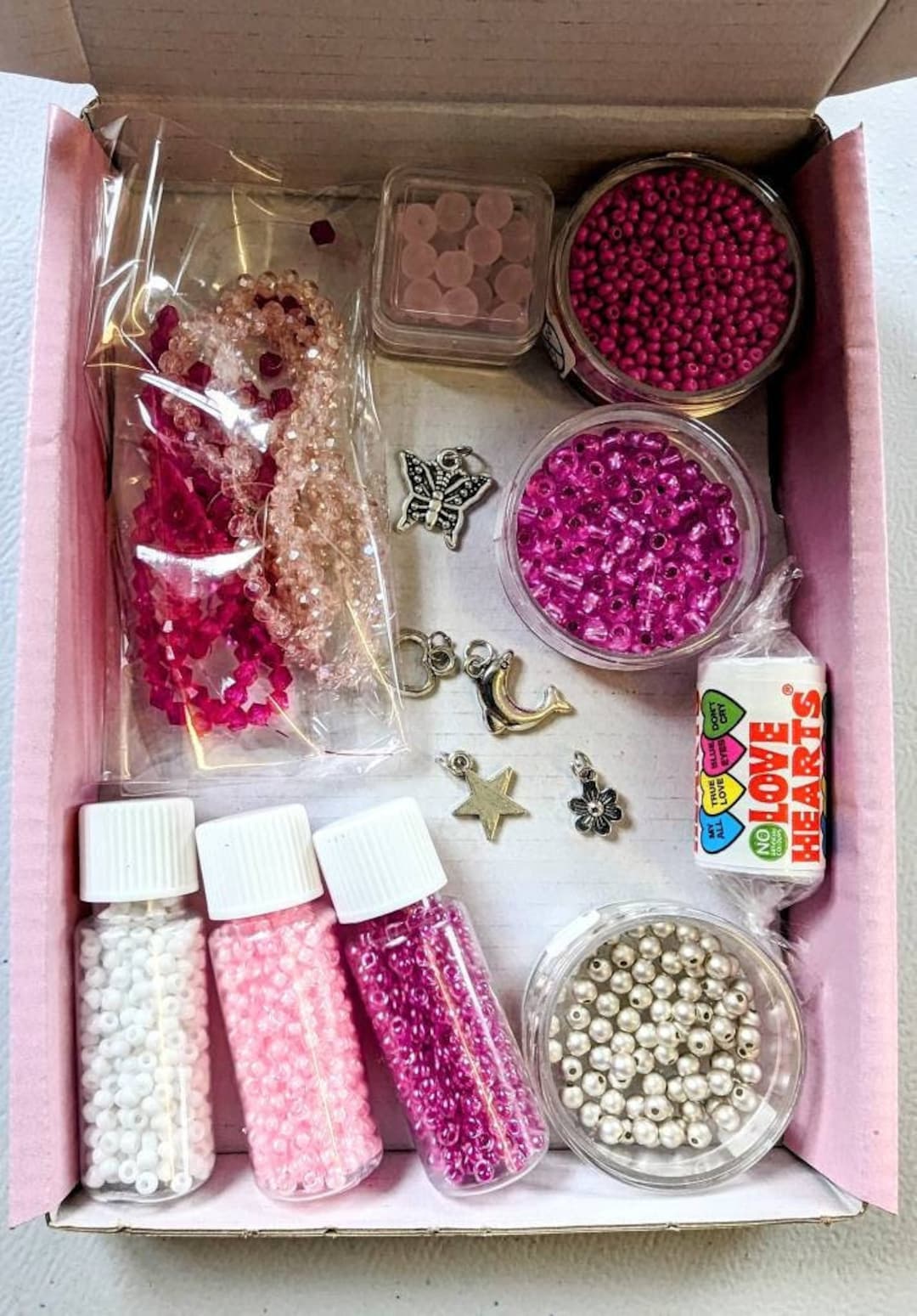 Jewellery Kit, Make Your Own Bracelets, Pink Jewellery Kit, Crystal ...