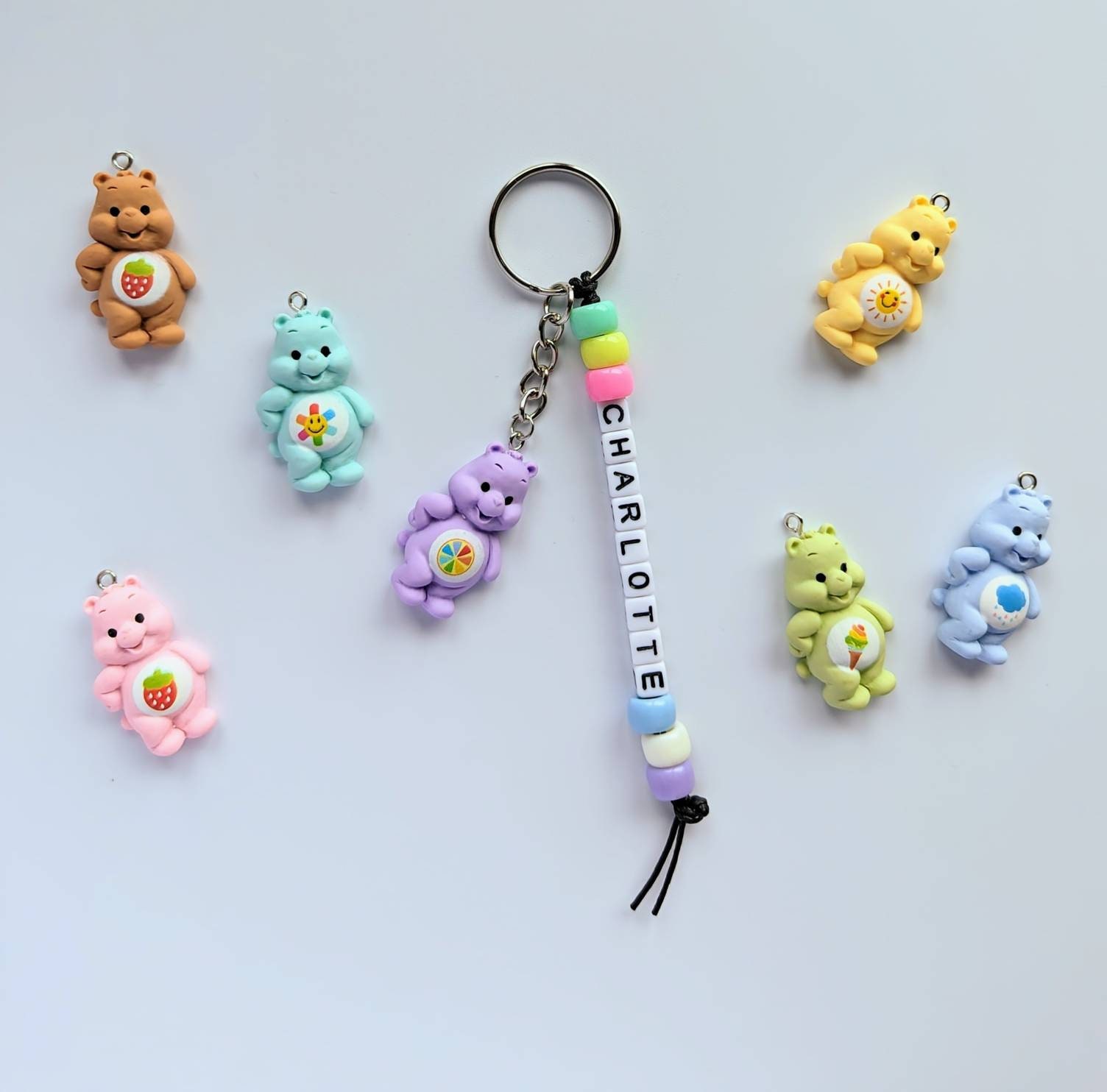 Teddy Bear Keyring Care Bear Custom Keyrings Novelty - Etsy UK