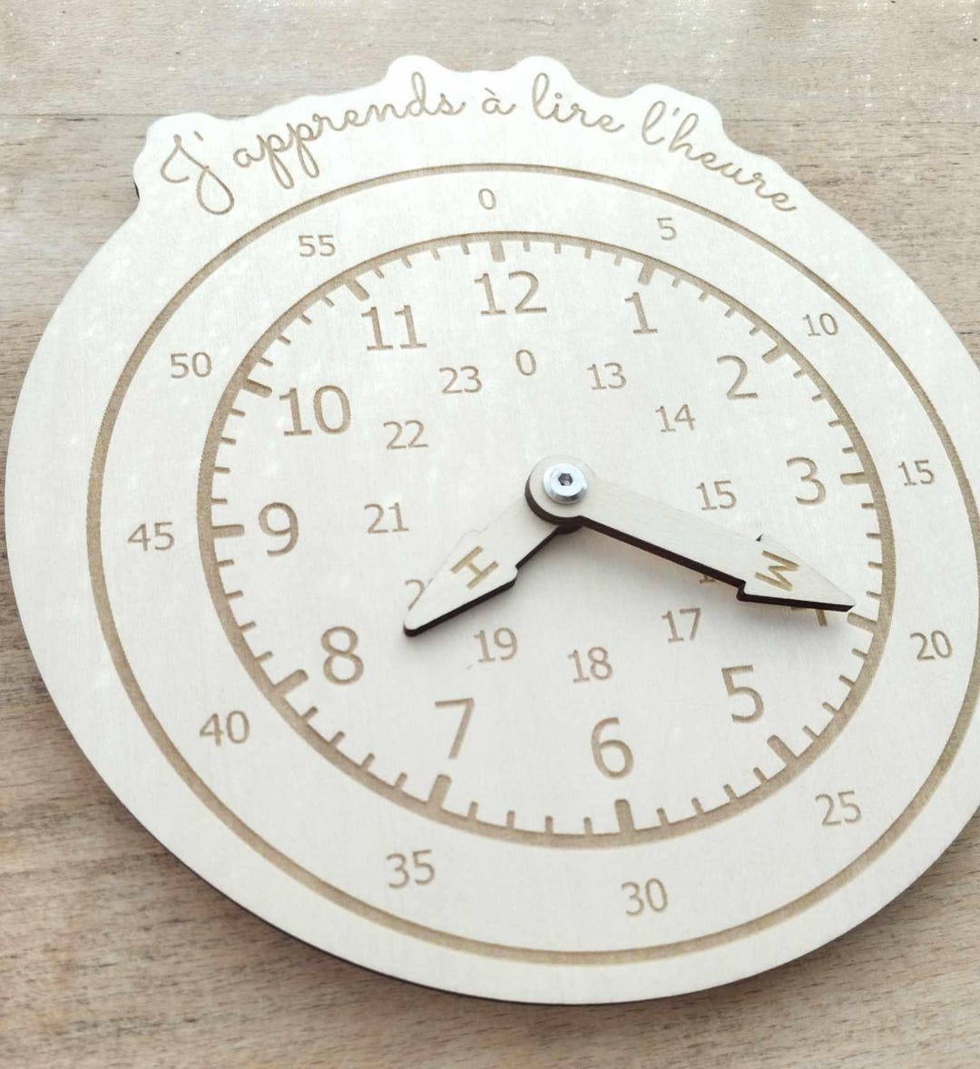 Customizable Wooden Clock, Learn to Tell the Time, Educational ...