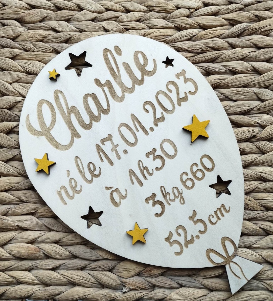 Personalized Birth Gift. Personalized Wooden Birth Balloon. Birth Gift ...