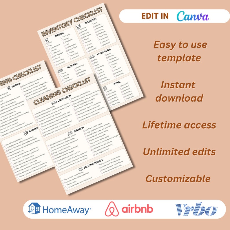Airbnb Checklist Template Bundle,editable Airbnb Inventory Checklist ...