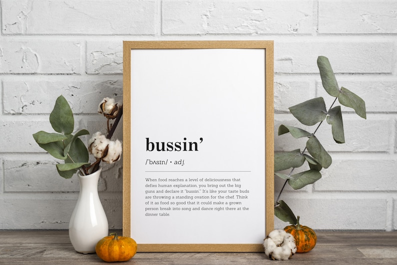 Bussin' Definition Print Poster, Dictionary Print, Minimalist Poster ...