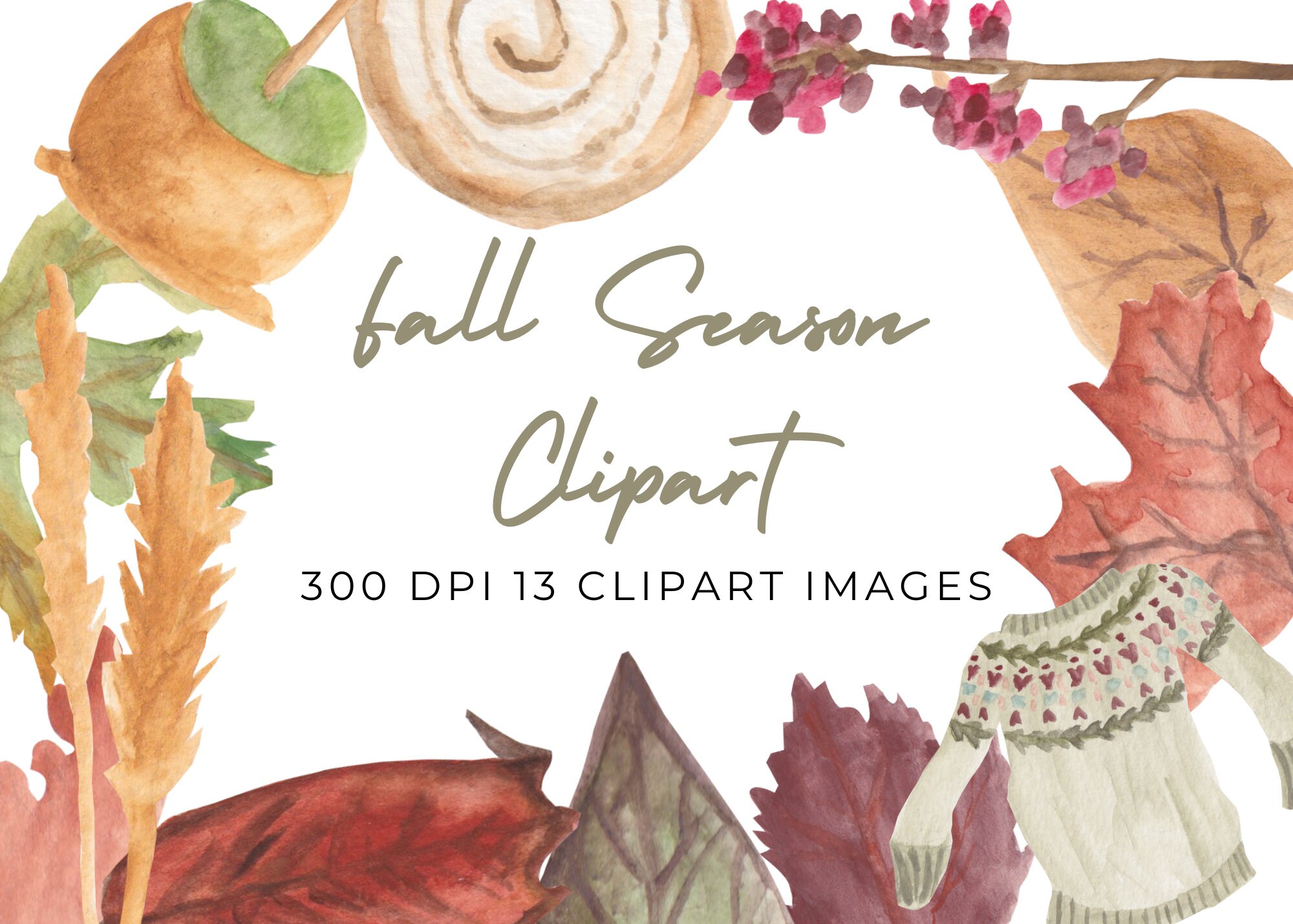 Fall Season Clipart Instant Download Seasonal Fall Design - Etsy