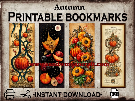 Printable Bookmarks Instant DOWNLOAD Set of 4 Autumn - Etsy