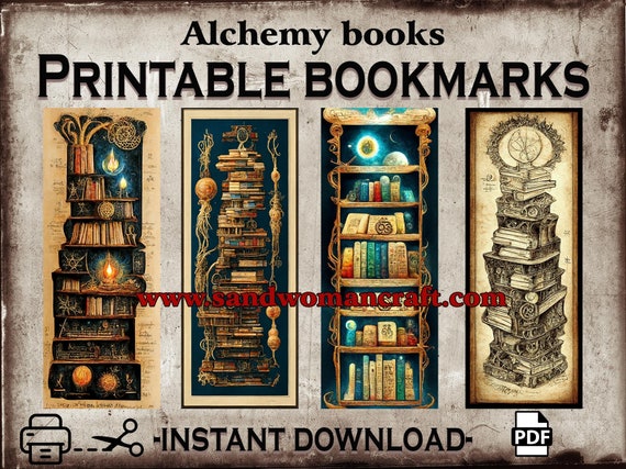 Printable Bookmarks Instant DOWNLOAD Set of 4 Alchemy - Etsy