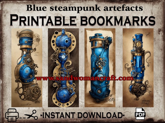 Printable Bookmarks Instant DOWNLOAD Set of 4 Blue - Etsy