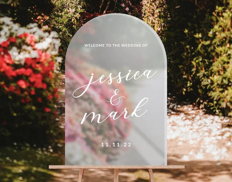 Arched Wedding Sign | Mirror Acrylic Sign | Personalized Wedding Sign ...