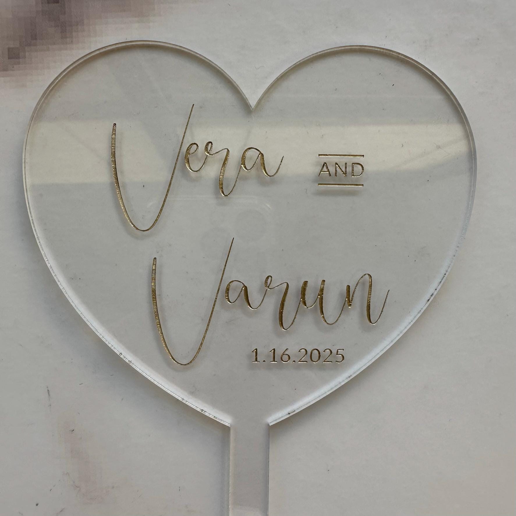 Heart-shaped Wedding Cake Topper | Personalized Wedding Cake Topper ...