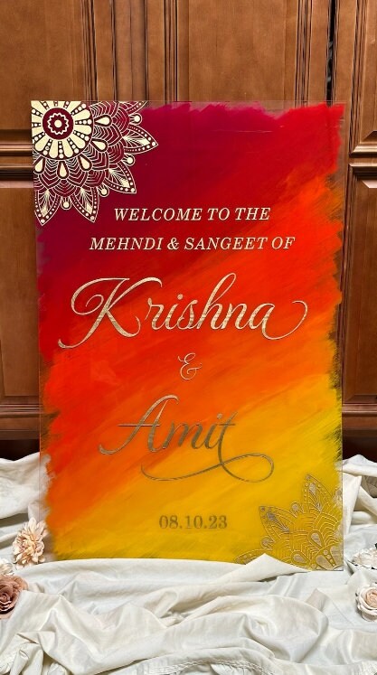 Multicolor Mehndi Welcome Sign, Colorful Sign, Custom Jago Sign ...