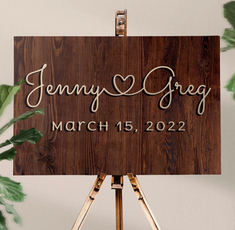 Wooden Sign With Names Custom Wedding Signs Wooden Wedding - Etsy