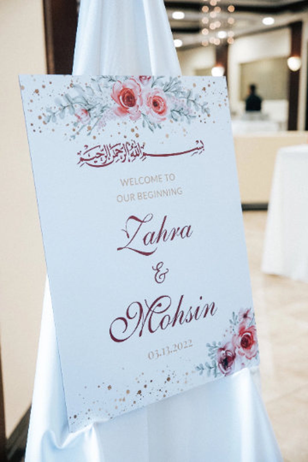 Islamic Floral Wedding Entrance Sign,acrylic Welcome Sign | Reception ...