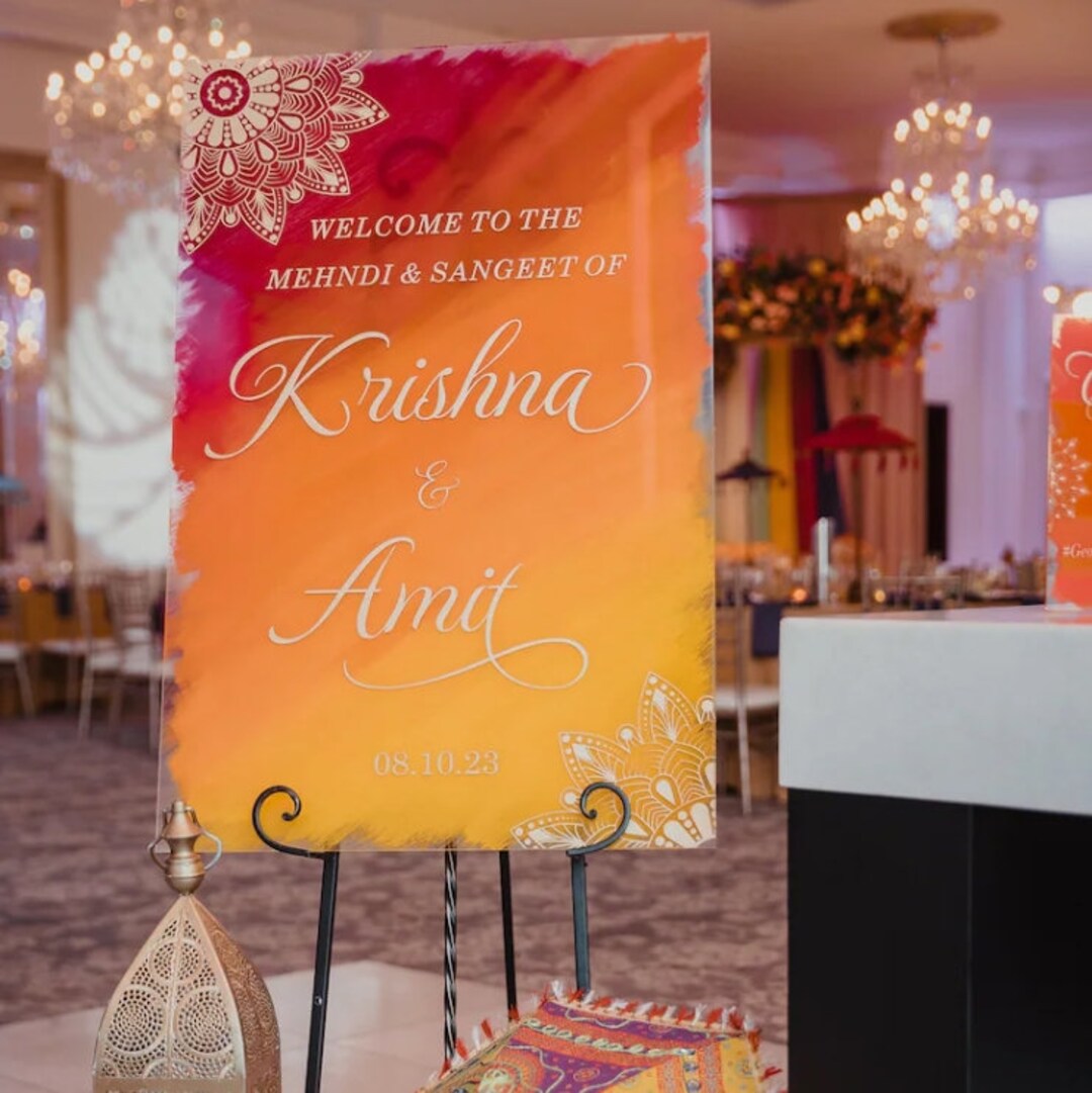 Multicolor Mehndi Welcome Sign, Colorful Sign, Custom Jago Sign ...