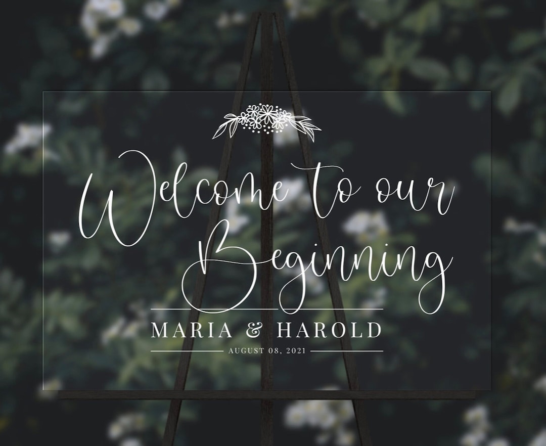 Welcome to Our Beginning Sign | Custom Personalized Wedding Sign ...