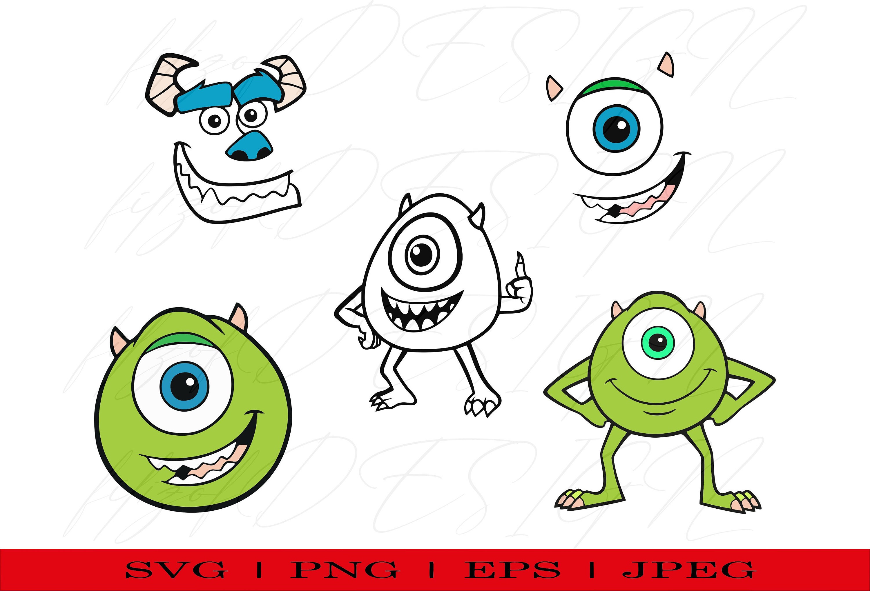 Monsters Inc SVG Mike and Sully SVG Design Files for Cricut - Etsy