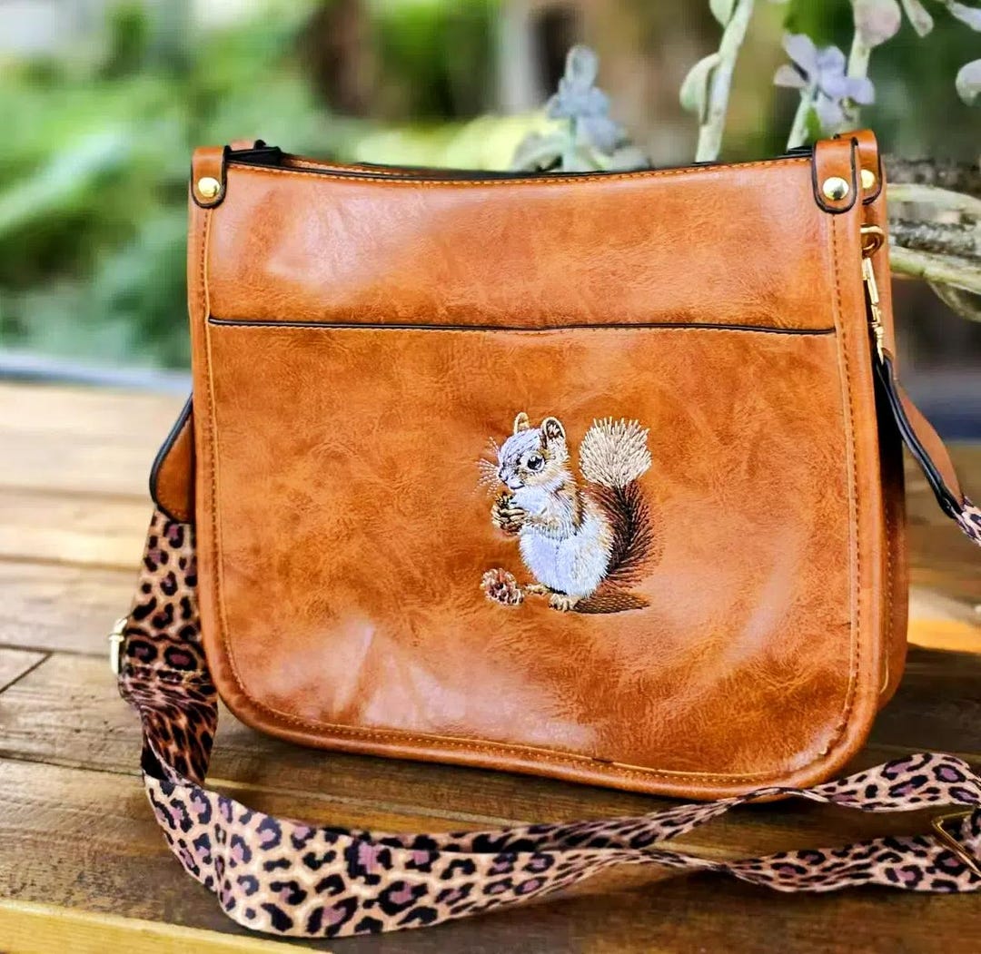 Cute Squirrel Bag，squirrel Lover Gift，hand Embroidered Crossbody Bag ...