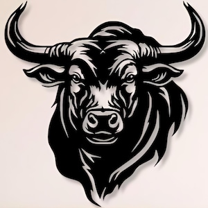 Bull Dxf Svg Png Files Bull Head Face Wall Art Cut File for Cnc Plasma ...