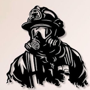Fireman Dxf Svg Png Files Firefighter Wall Art Cut File for Cnc Plasma ...