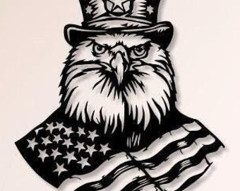 American Eagle Dxf Svg Png Files , USA , Flag , America , Wings , Cut ...