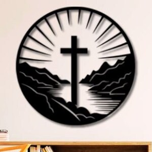Cross Dxf Svg Png Files Wall Art Scene Jesus Cross Plasma Cut File for ...
