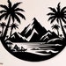 Summer Scene Dxf Svg Png Files , Beach , Island , Palm , Trees , Sea ...