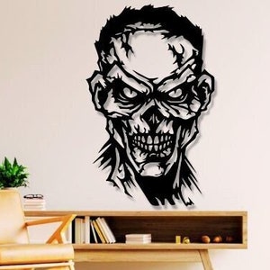 Zombie Dxf Svg Png Files , Zombie , Dead , Horror Face , Wall Art Cut ...