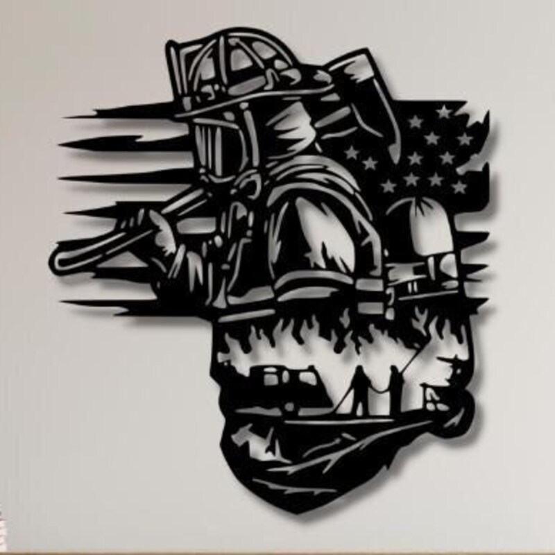 Firefighter Laser Svg - Etsy